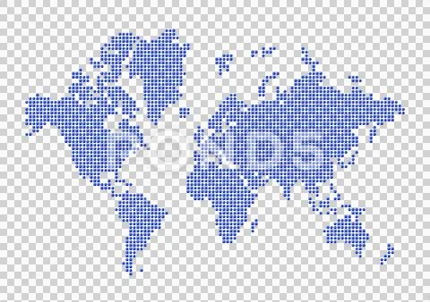 World map made of blue dots. Isolated on transparent background ~ Clip ...