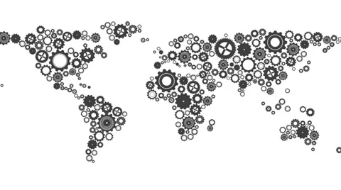 World map made of cogs and wheels | Stock Video | Pond5
