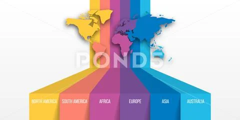 World map modern infographics continent stripes ~ Clip Art #188689667