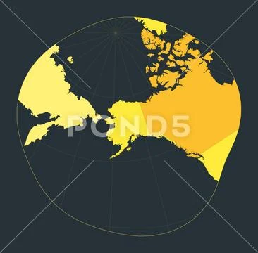 World Map. Modified stereographic projection for Alaska. Futuristic ...