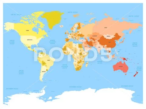 World map with names of sovereign countries and larger dependent territories: Royalty Free #89269426