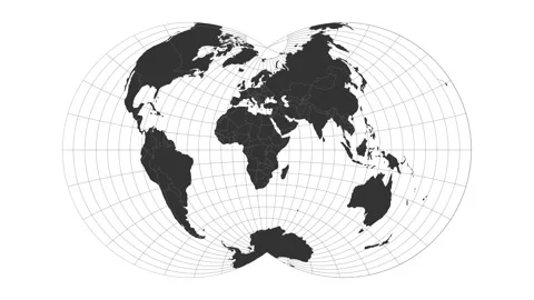 World map. Nicolosi globular projection.... | Stock Video | Pond5