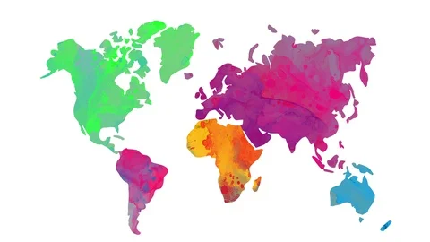 Watercolor World Map Stock Video Footage | Royalty Free Watercolor ...