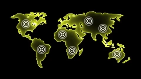World map with pinpoint location icon an... | Stock Video | Pond5