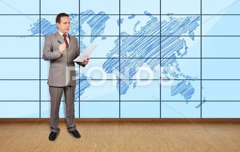 World map on plasma wall ~ High Resolution #27623823