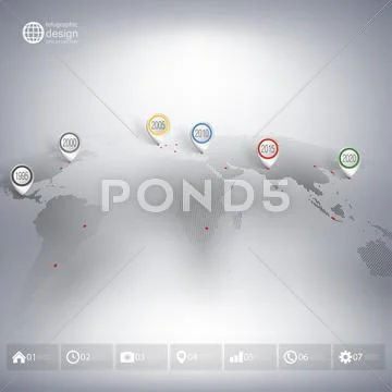 World map with pointer marks. Infographic for business design and website Illustration #45596324