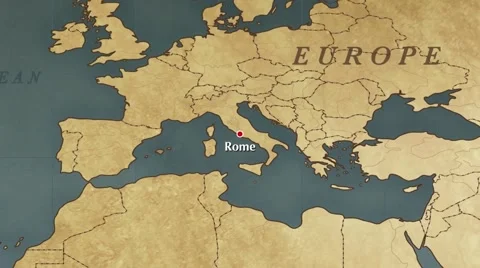 World Map Rome City Point Zoom In | Stock Video | Pond5