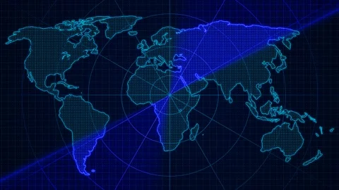 World map searching radar HUD animated | Stock Video | Pond5