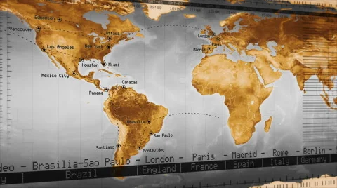 World map showing cities, times zones wi... | Stock Video | Pond5