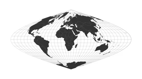 World map. Sinusoidal projection. Animat... | Stock Video | Pond5