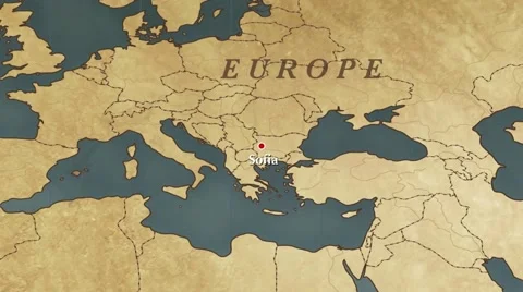 World Map Sofia City Point Zoom In | Stock Video | Pond5