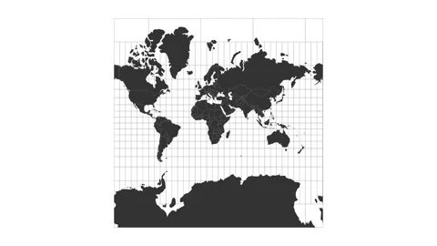 World map. Spherical Mercator projection... | Stock Video | Pond5