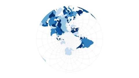 World Map. Stereographic. Loopable rotat... | Stock Video | Pond5