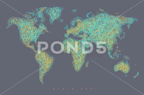 World map tangle lines light blue: Graphic #85444549