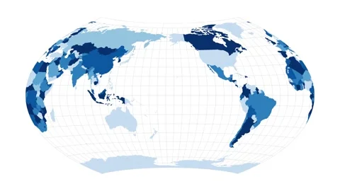 World Map. Wagner projection. Loopable r... | Stock Video | Pond5