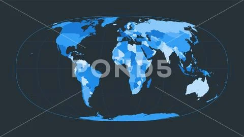 World Map. Waldo R. Tobler's hyperelliptical projection. Futuristic ...