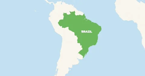 World Map Zoom In To Brazil. Animation i... | Stock Video | Pond5