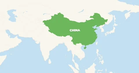 World Map Zoom In To China. Animation in... | Stock Video | Pond5