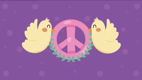 world peace symbol with doves animation | Stock Video | Pond5