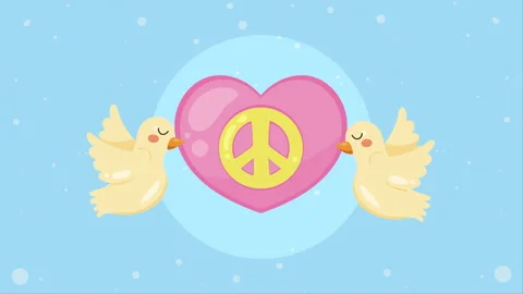 world peace symbol with doves animation | Stock Video | Pond5