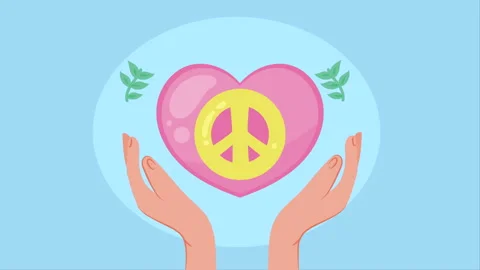 world peace symbol in heart animation | Stock Video | Pond5