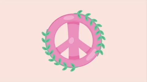 world peace symbol with wreath animation | Stock Video | Pond5