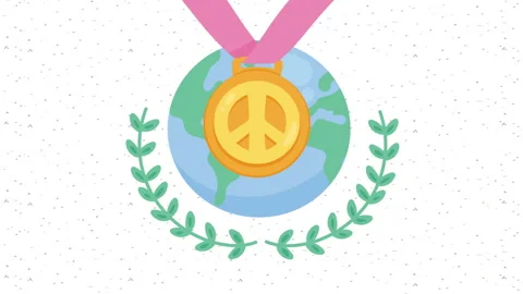 world peace symbol with wreath animation | Stock Video | Pond5