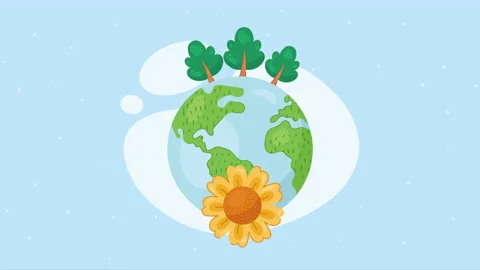 world planet earth with trees animation | Stock Video | Pond5