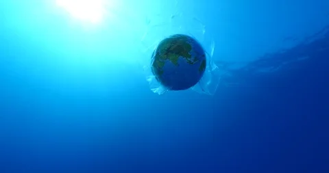 world in plastic bag underwater pollutio... | Stock Video | Pond5