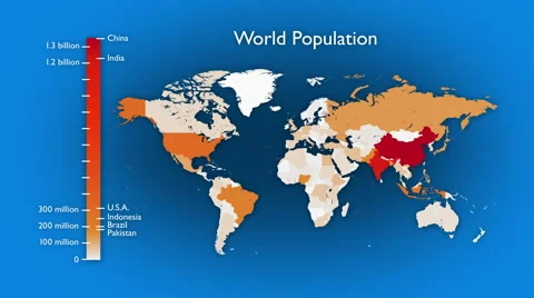 World population map by country. With ri... | Stock Video | Pond5