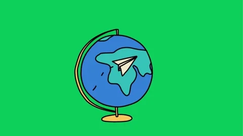 World rotate 2d animation on green scree... | Stock Video | Pond5