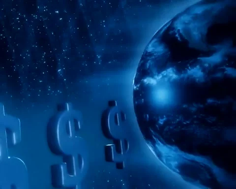 world rotating at night with currency bu... | Stock Video | Pond5