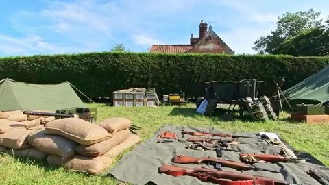 World War 2 weapons on display at an exh... | Stock Video | Pond5