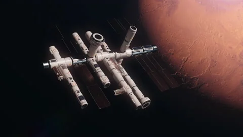 the world's first space station orbiting... | Stock Video | Pond5