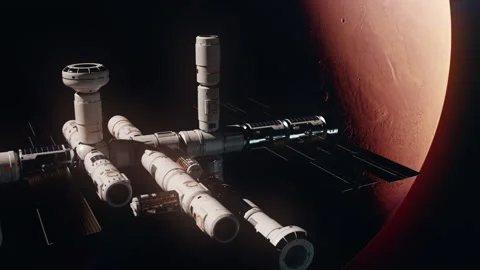 the world's first space station orbiting... | Stock Video | Pond5