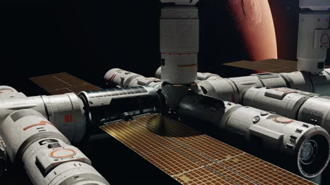 the world's first space station orbiting... | Stock Video | Pond5