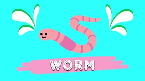worm cute adorable animals name animated... | Stock Video | Pond5