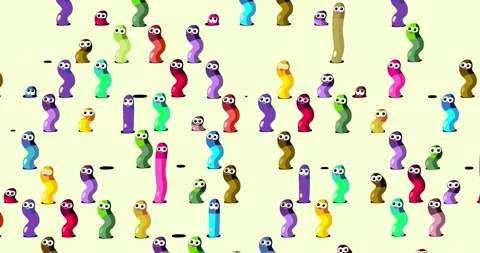Worms peek-a-boo ! cartoon characters w... | Stock Video | Pond5