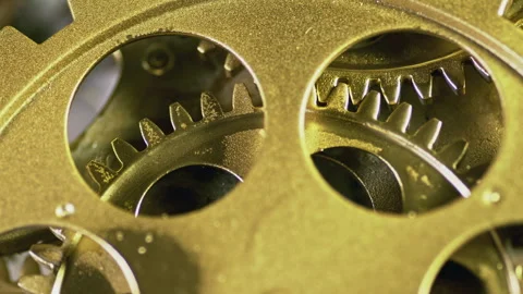 Worn Rusty Old Gold Colored Metal Cogs W... | Stock Video | Pond5