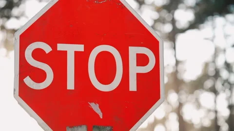 Worn Stop Sign Close-up, Road signage | Stock Video | Pond5