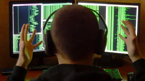 Worried and angry hacker is upset and st... | Stock Video | Pond5