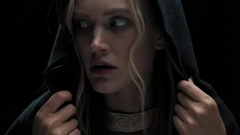 Worried woman from medieval ages is hold... | Stock Video | Pond5