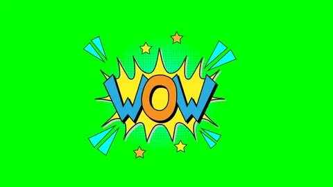 WOW Comic words animation green screen | Stock Video | Pond5