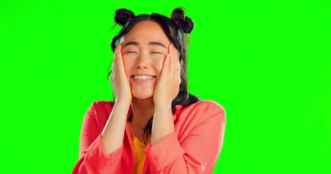 Wow, green screen and hands on face of a... | Stock Video | Pond5