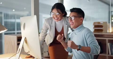 Wow, high five and business people with ... | Stock Video | Pond5