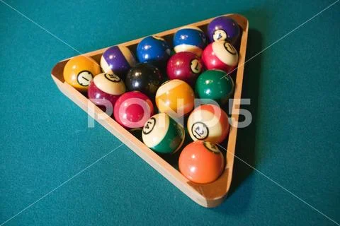 Wrack of pool balls on pool table at Hearst Castle, San Simeon, Central ...