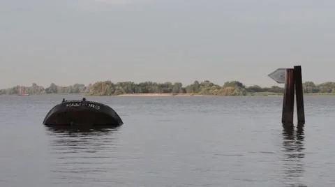 wreckage and floating crane | Stock Video | Pond5