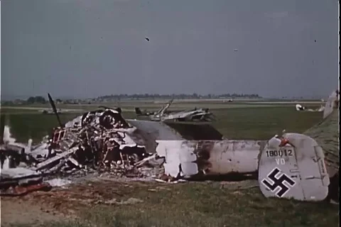 Wrecked Messerschmitt Bf 110 and Heinkel... | Stock Video | Pond5