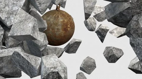 Wrecking Ball Crash The Wall - 3d render... | Stock Video | Pond5
