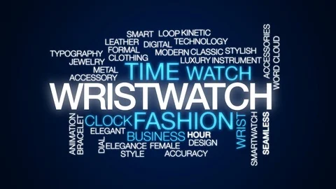 Wristwatch animated word cloud, text des... | Stock Video | Pond5